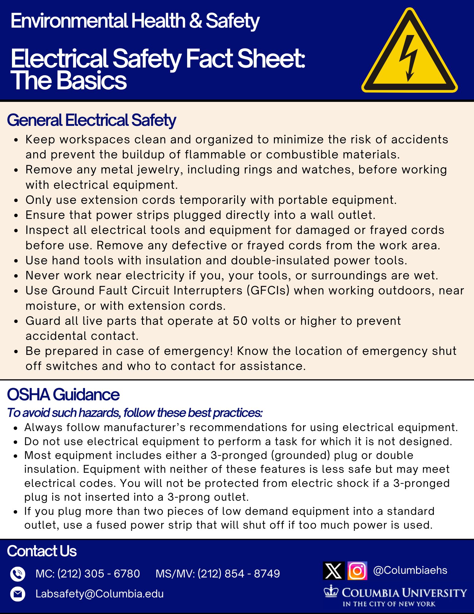 Electrical Safety | Columbia | Research